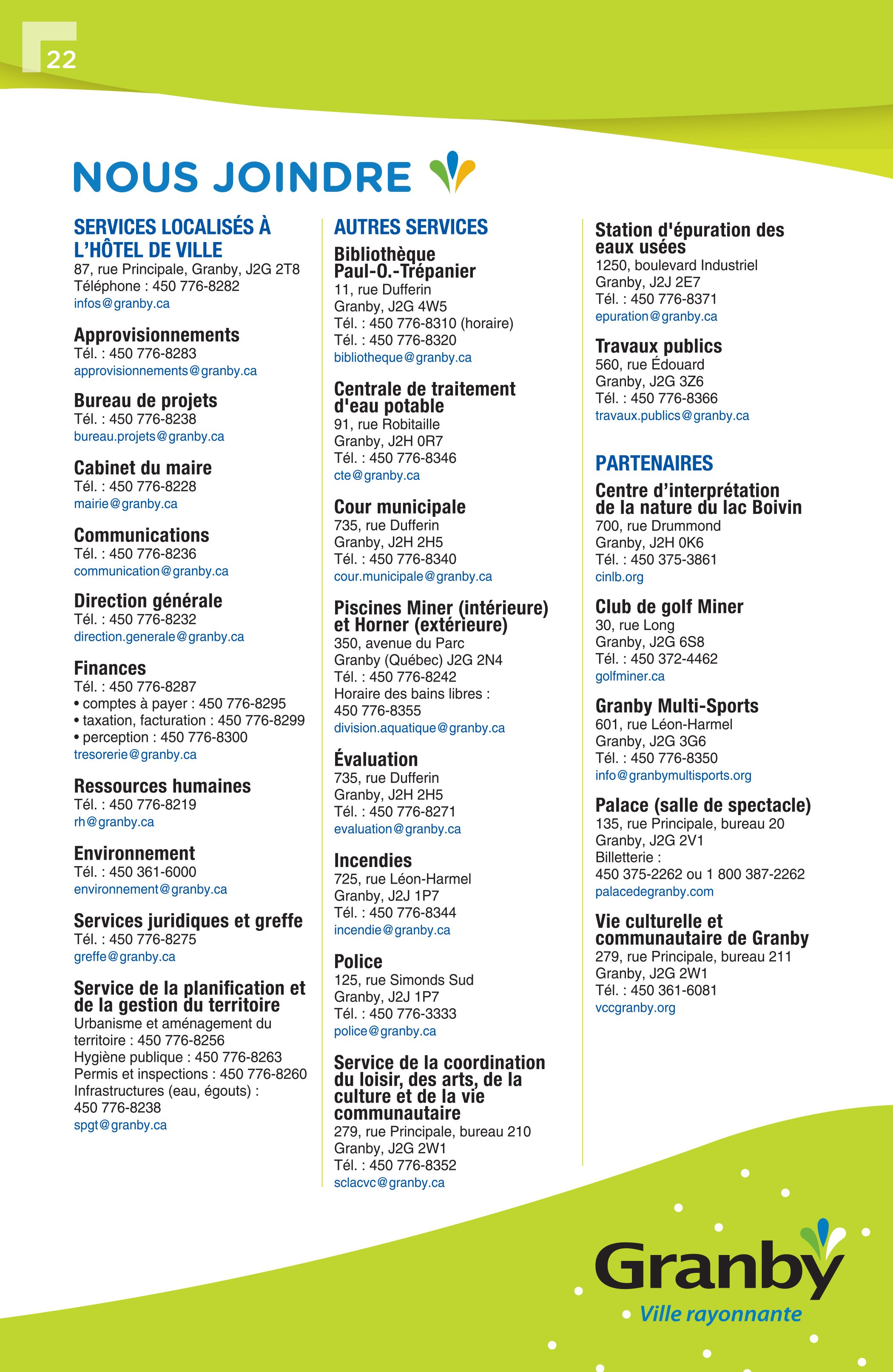 Ville de Granby (Hôtel de ville) | MRC, Mairie, Urbanisme | Bottin EXCEL